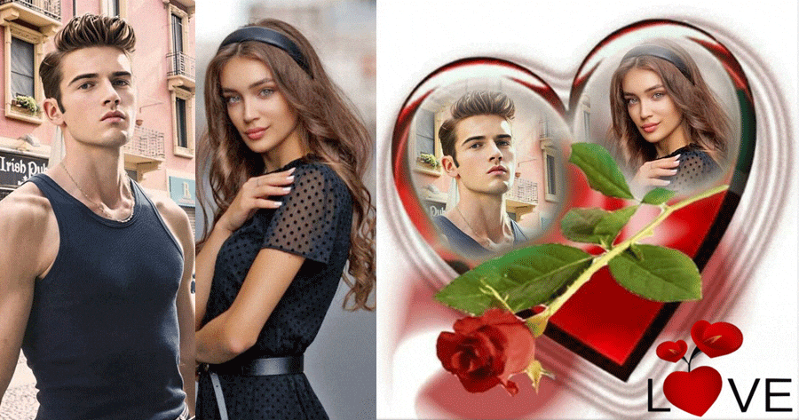 Create Your Couple Photo Within Rose&Heart Frame - DiggFun | All Games Quizzes, Trivia, Photos ...